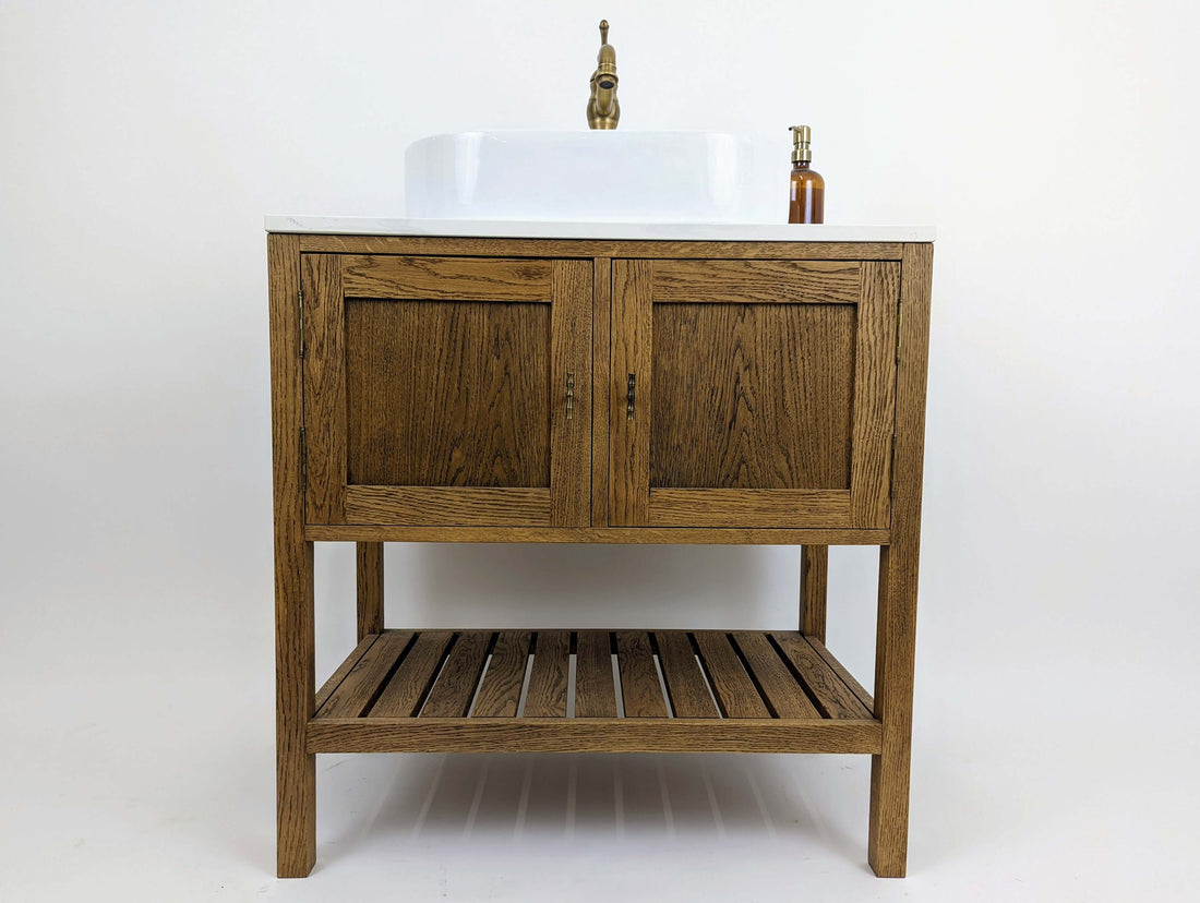 Adelaide Oak Bathroom Vanity Unit With Counter Mounted Basin